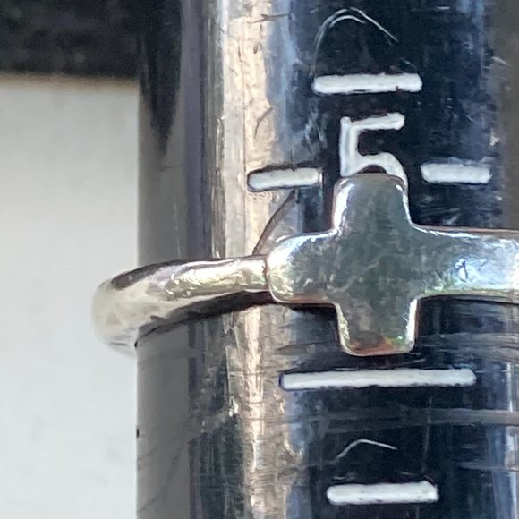 Unk | Jewelry | Small Vintage Sideways Cross Sterling Silver Ring ...